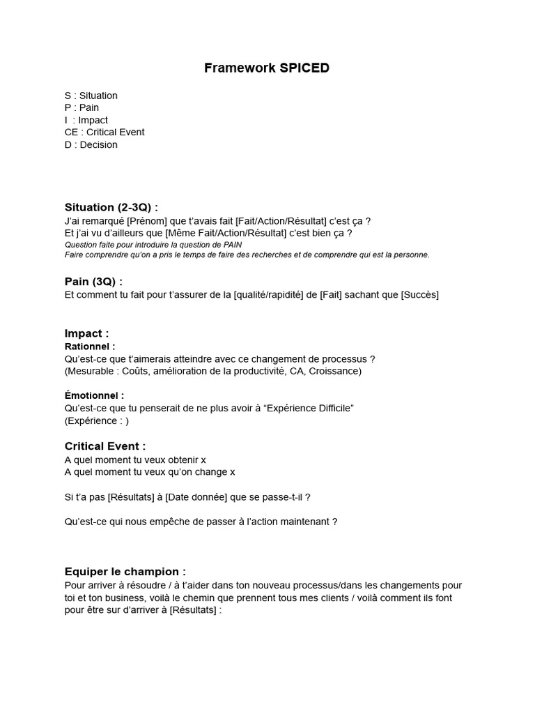 Framework SPICED | PDF