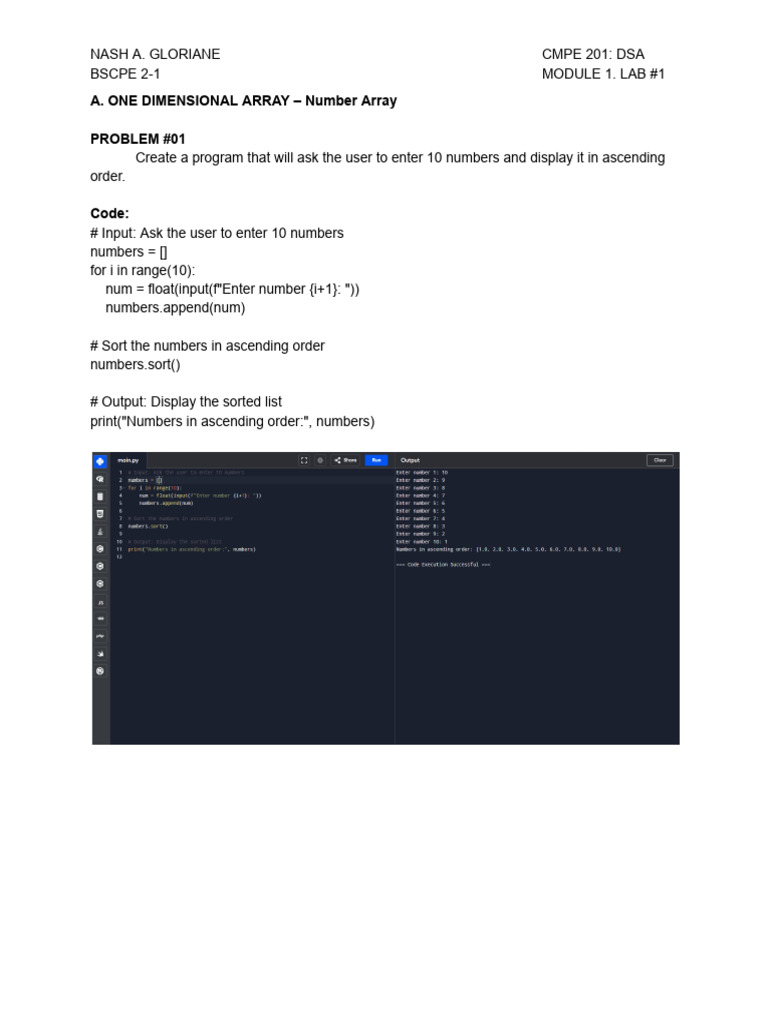 Module 1 - Lab Exercises #1 - Nash A. Gloriane | PDF