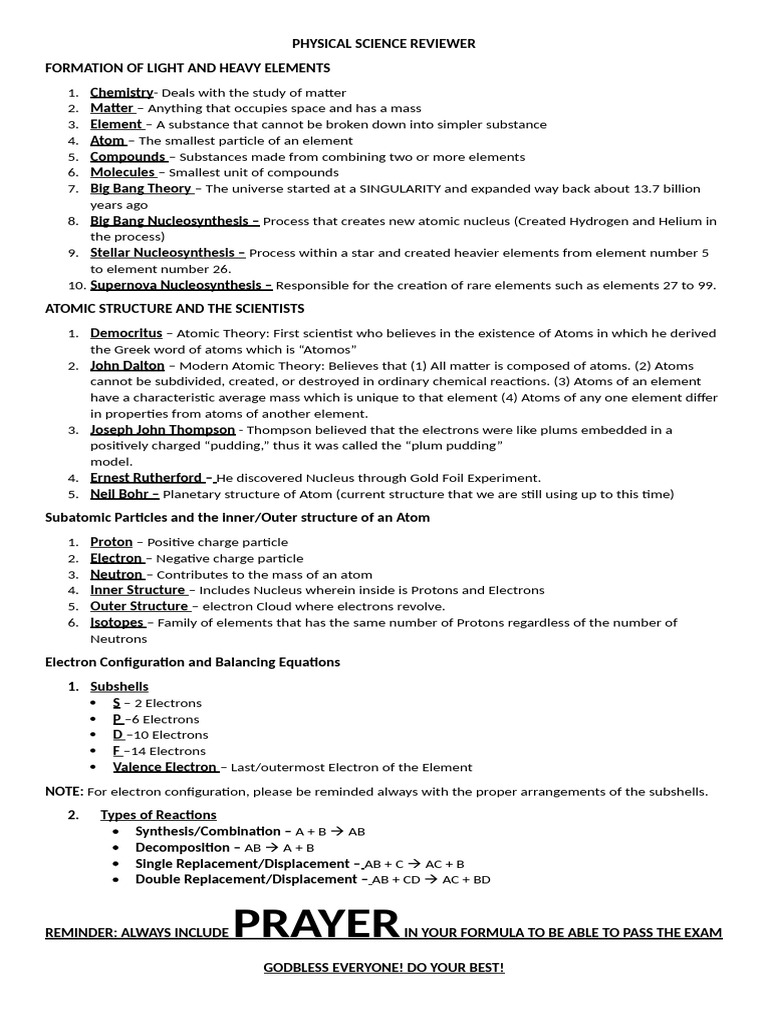 Physical Science Reviewer | PDF