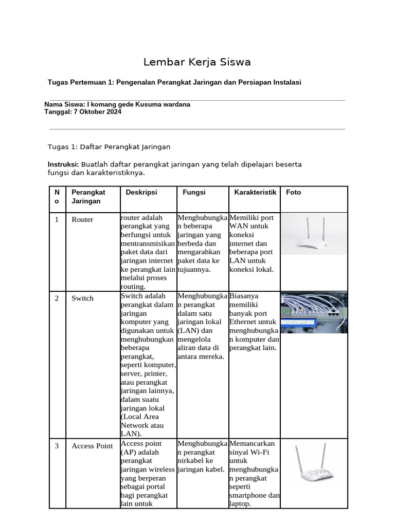 Pengenalan Perangkat Jaringan Dan Persiapan Instalasi Kelompok PC 2 | PDF