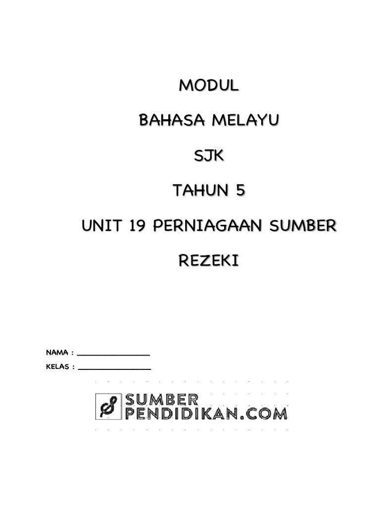 Modul BM SJK Tahun 5 Unit 19 Perniagaan Sumber Rezeki | PDF