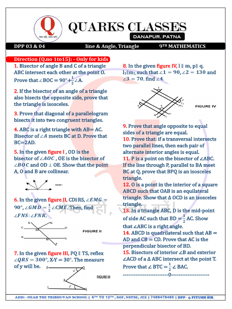 DPP 03 & 04 Line and Angle, Triangle | PDF