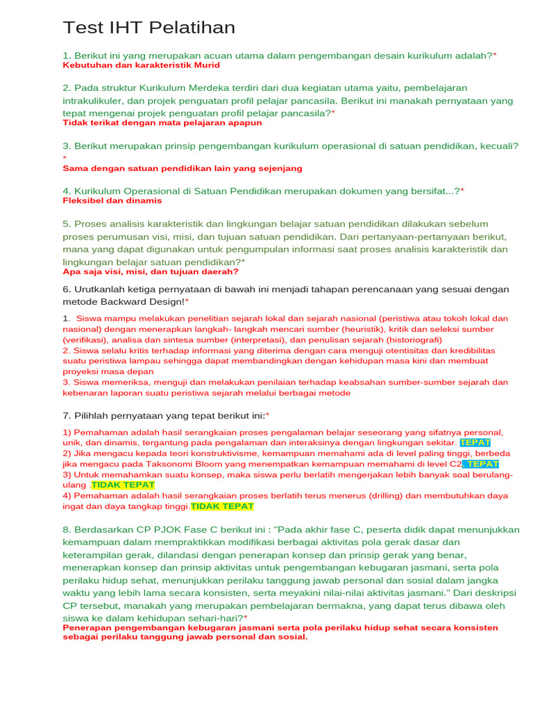 MATERI Test IHT | PDF