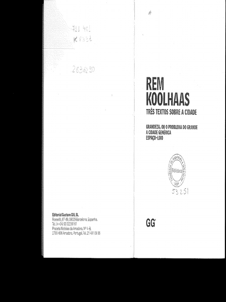 KOOLHAAS, Rem - Três Textos Sobre A Cidade | PDF
