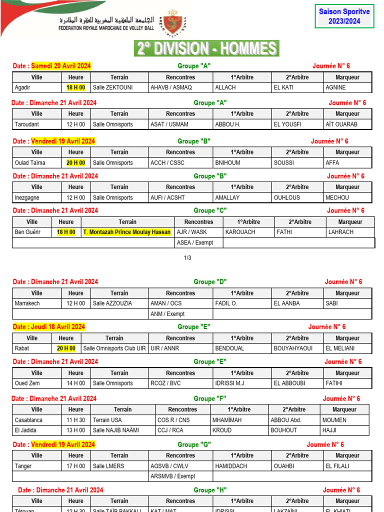 2° Divi-Hommes - 6° J. (21 Avr. 2024) | PDF