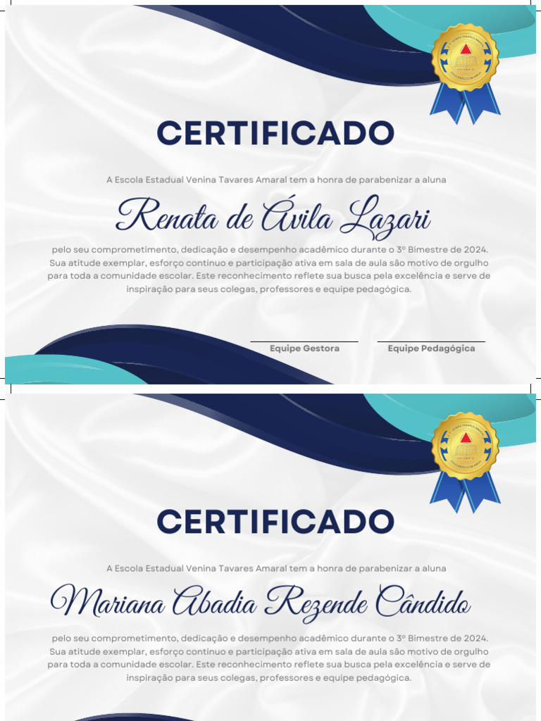 Certificados Alunos Destaque | PDF