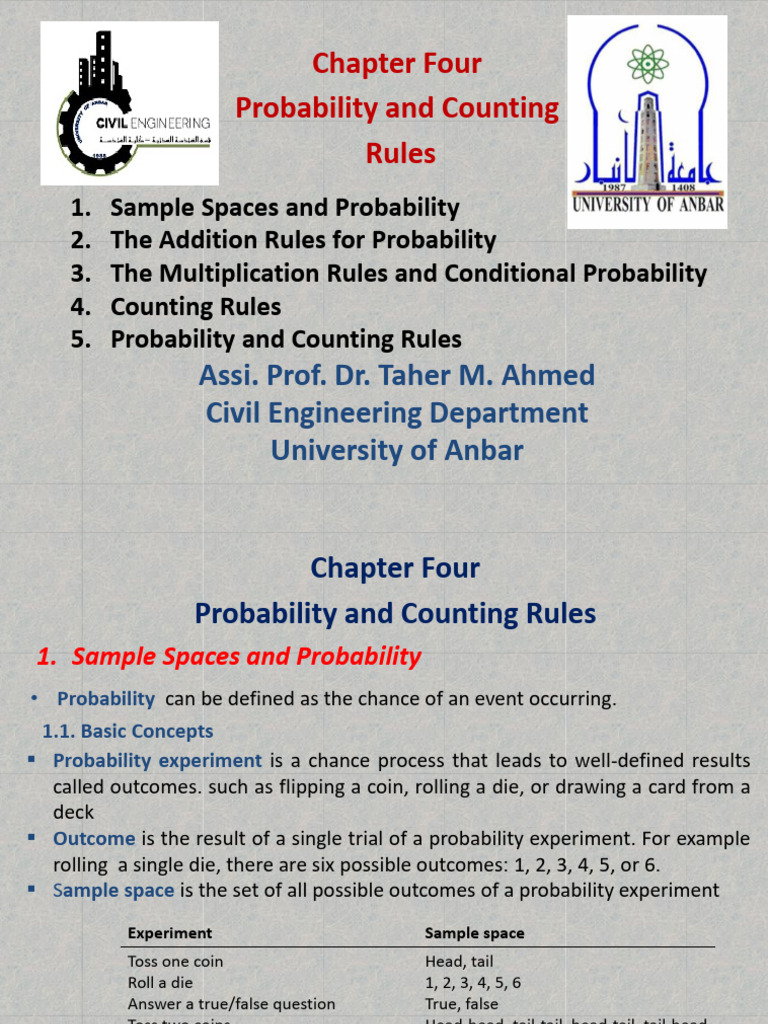 4-Chapter Four-Probability and Counting Rules | PDF