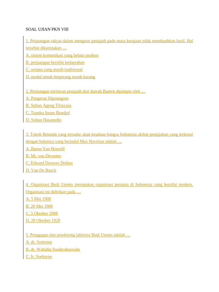 Soal Ujian PKN Viii | PDF