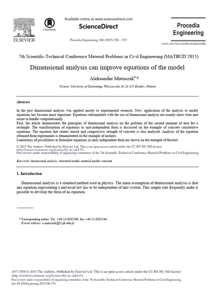 Dimensional Analysis Can Improve Equations of The | PDF