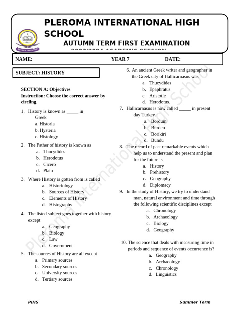 History Year 7 Test 1st Half | PDF