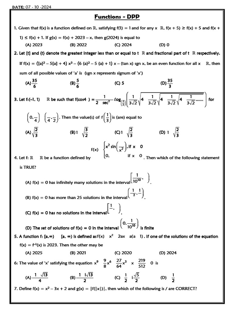 Functions Dpp Pdf