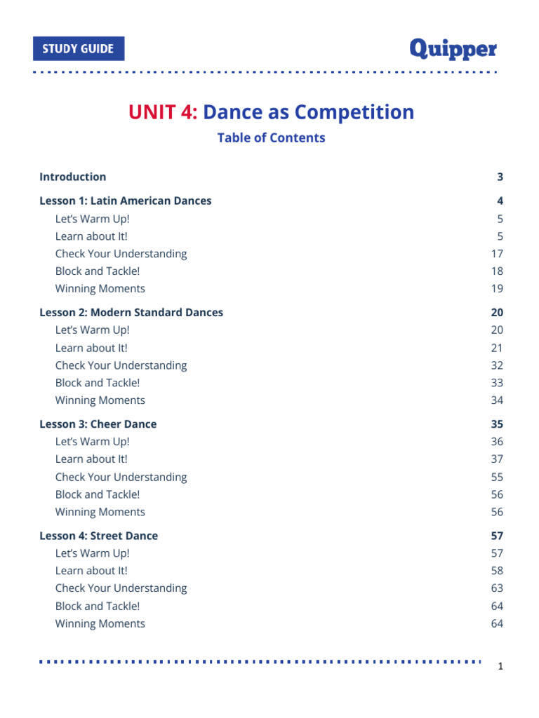 Unit 4 Dance As Competition | PDF