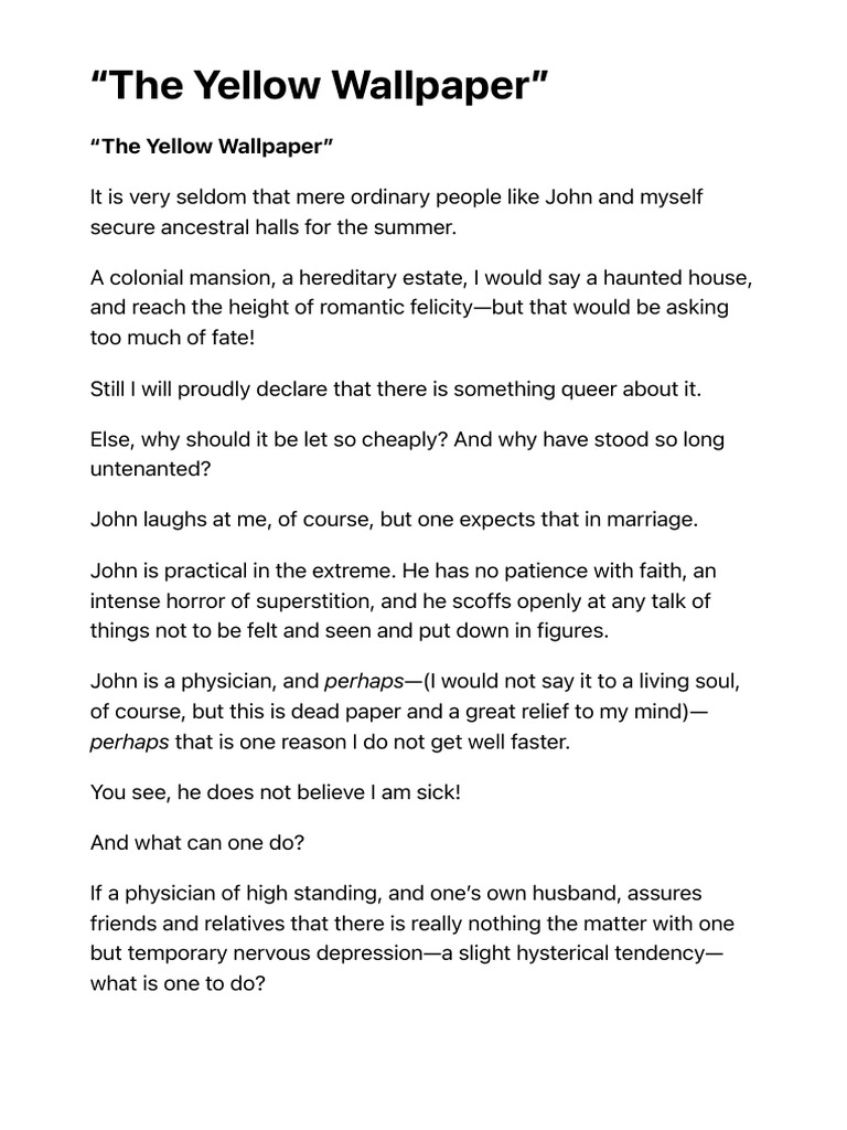 "The Yellow Wallpaper" - ANNOTATED DIGITAL EDITION | PDF