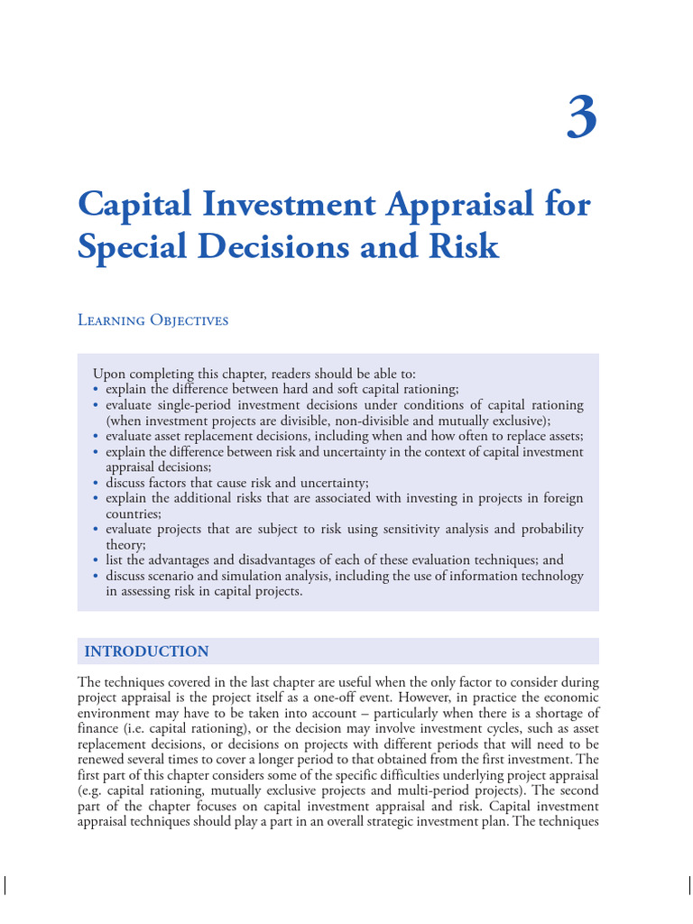 Chapter 3 Capital Investment Appraisal For Special Decisions and Risk) (29393) | PDF
