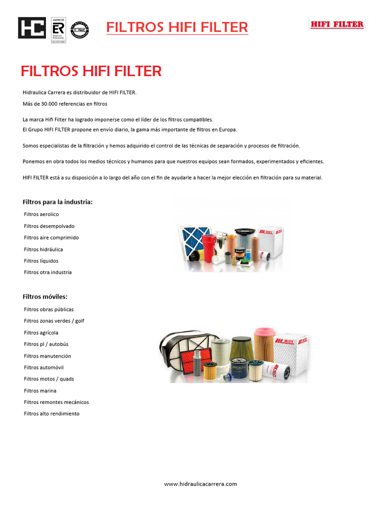 Filtros Hifi Filter | PDF