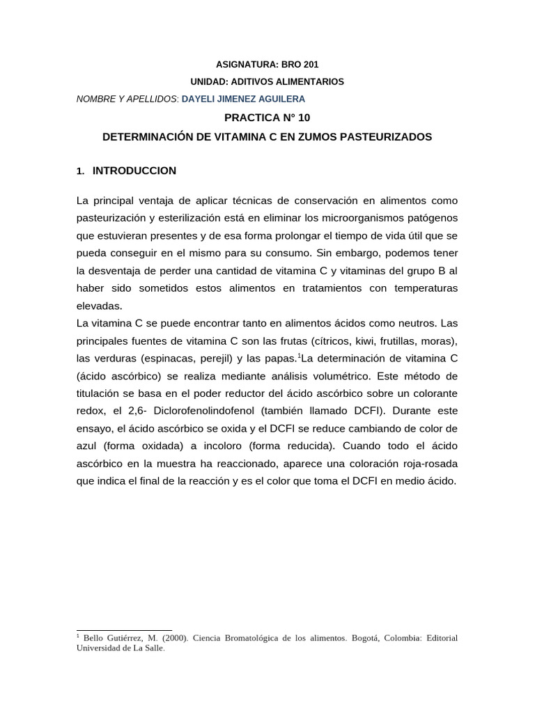 Práctica 9 - Bromatologia Ii - Dayeli Jimenez | PDF