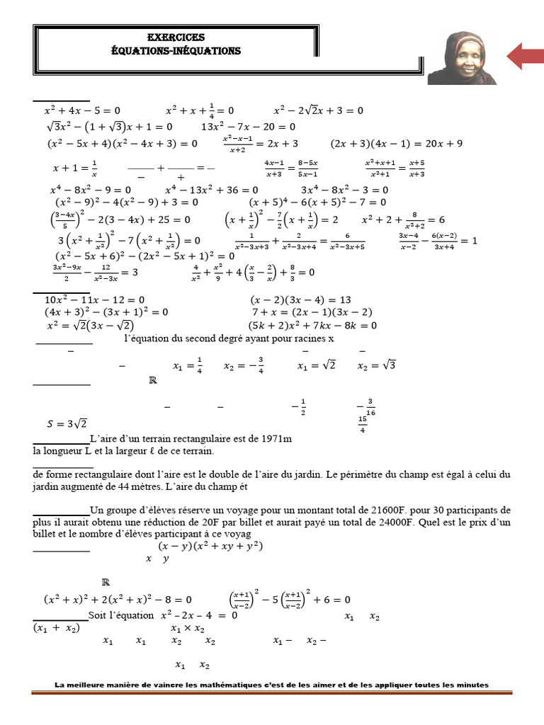 EXERCICE Equations-Inquatons-1 | PDF