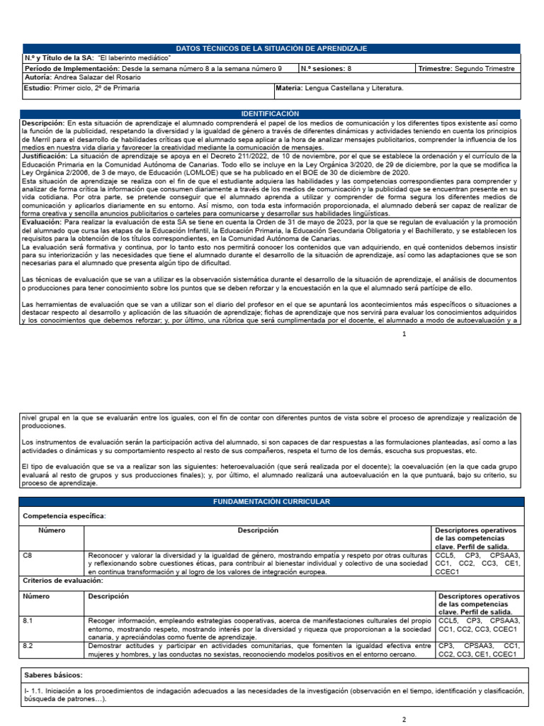 SituaciÃ N de Aprendizaje | PDF