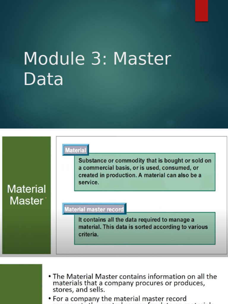 Module 3 - Master Data | PDF