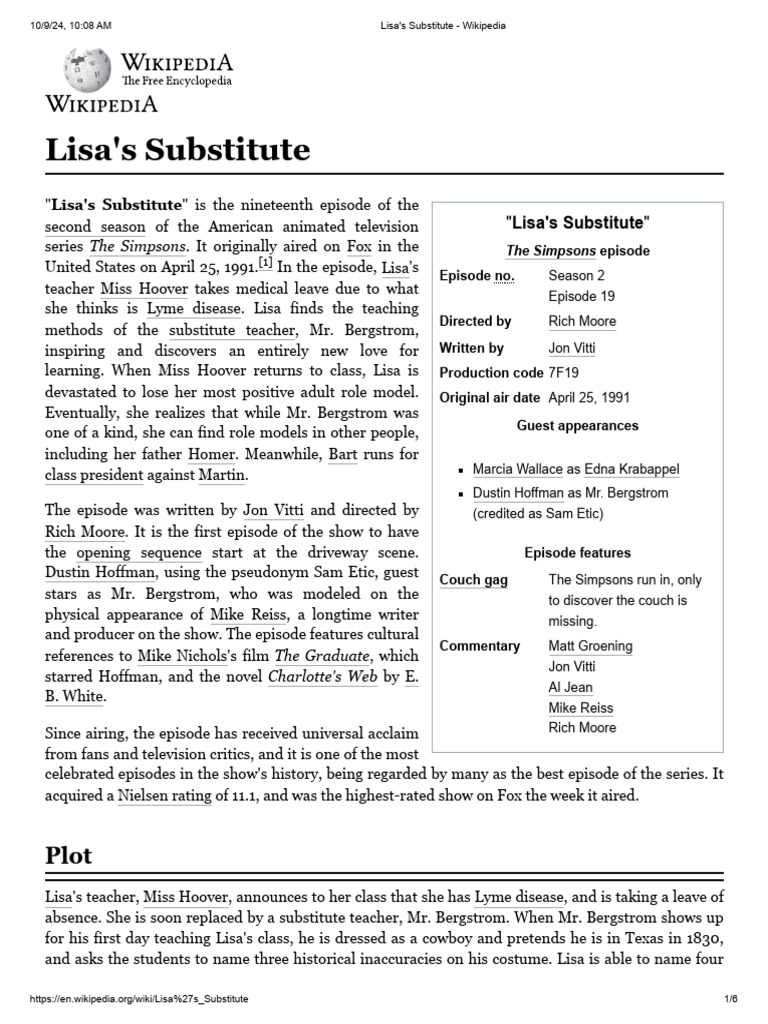 Lisa's Substitute | PDF