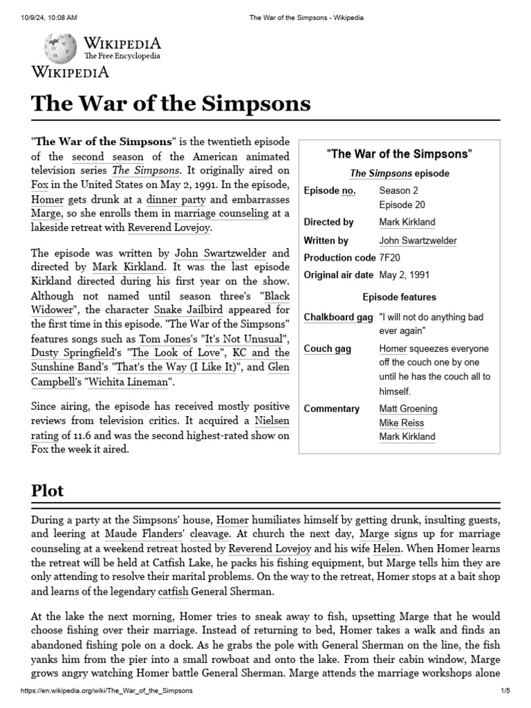 The War of The Simpsons | PDF