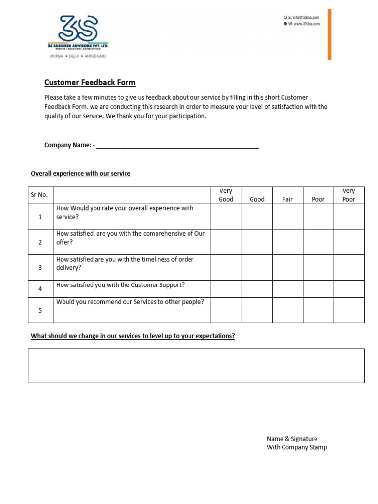 Customer Feedback Form | PDF