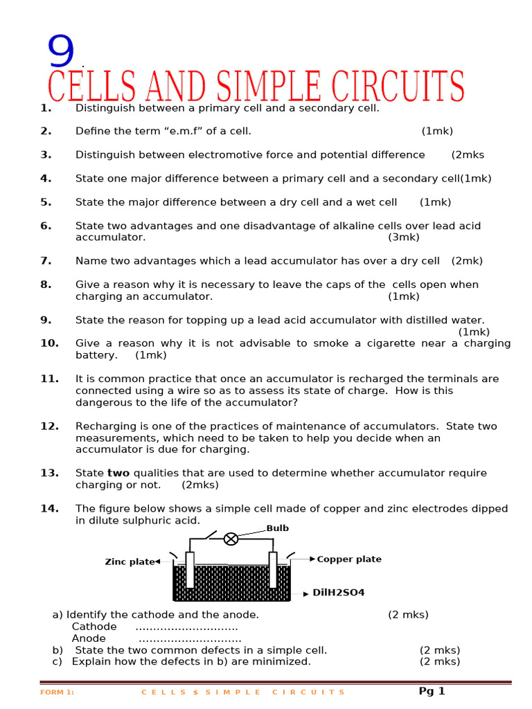 1.8 Cells and Simple Circuits | PDF