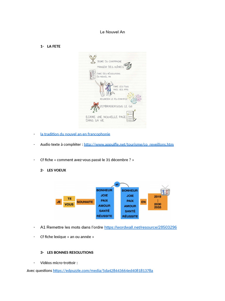 FLE Exercices Nouvel An | PDF