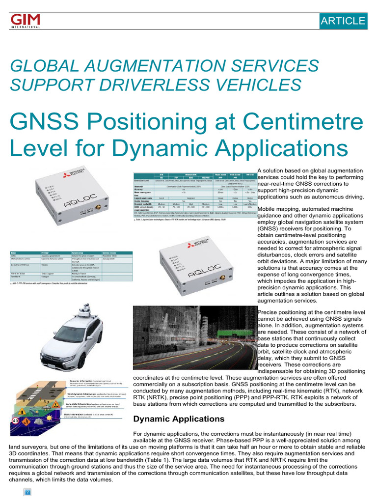 Gnss Positioning At Centimetre Level For Dynamic Applications Pdf