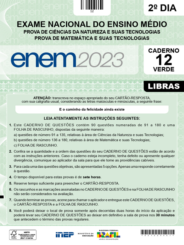 Caderno 2 Dia Verde Enem 2023 | PDF