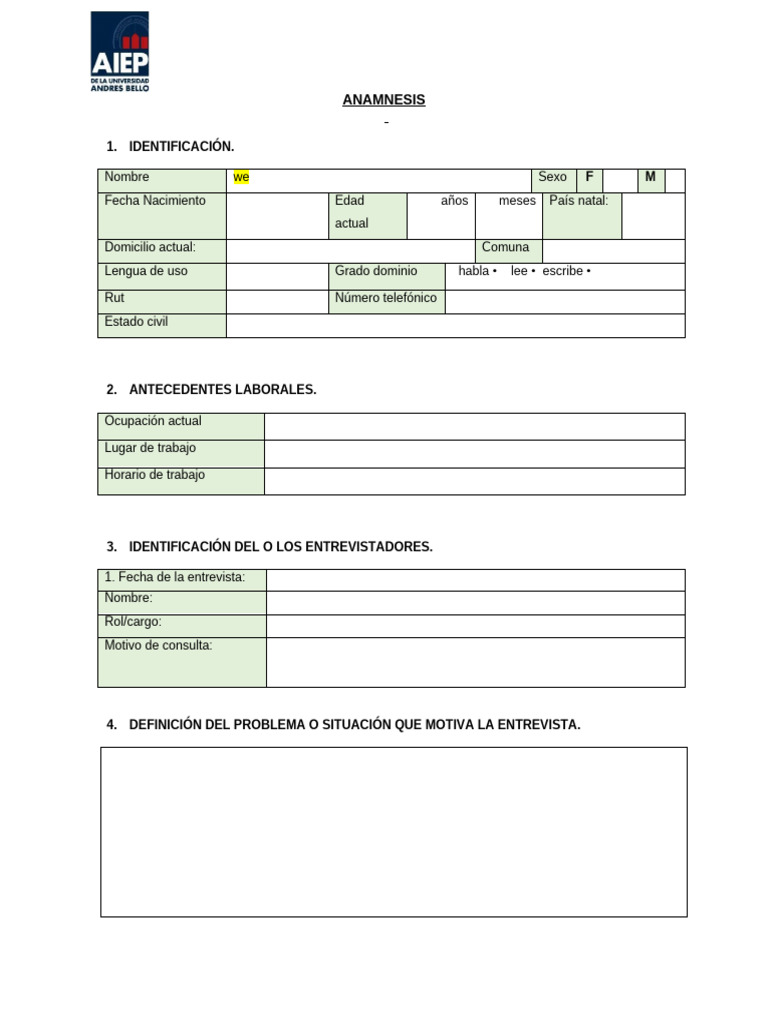 ANAMNESIS AIEP | PDF