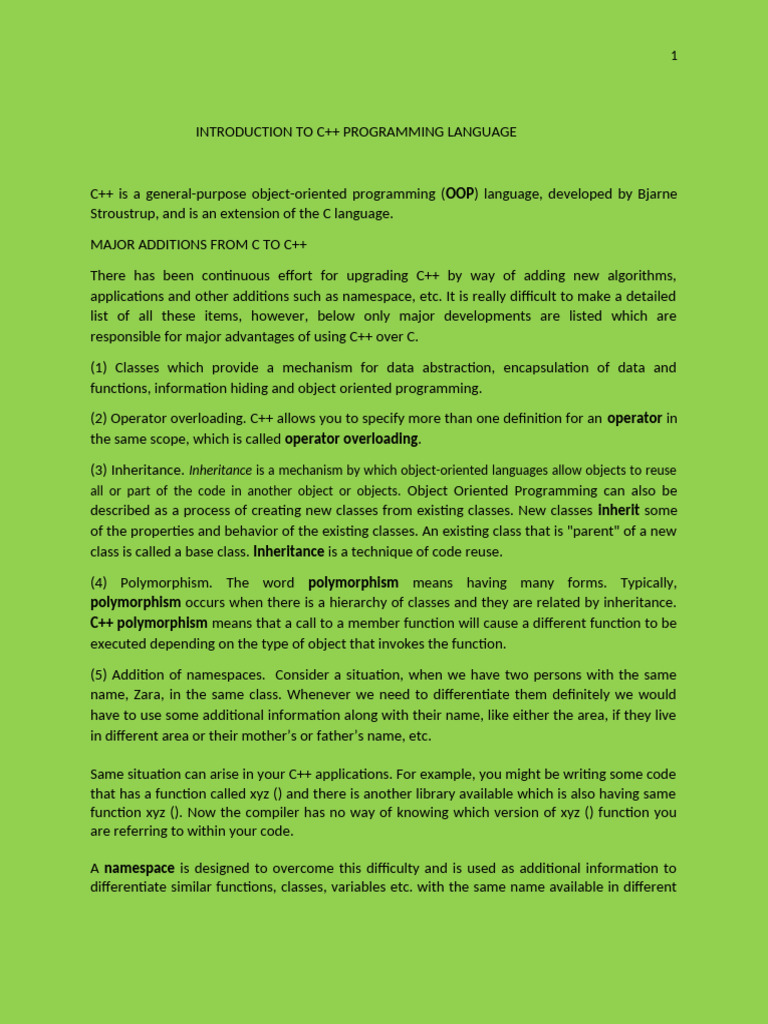 C++ Lecture Note1 | PDF