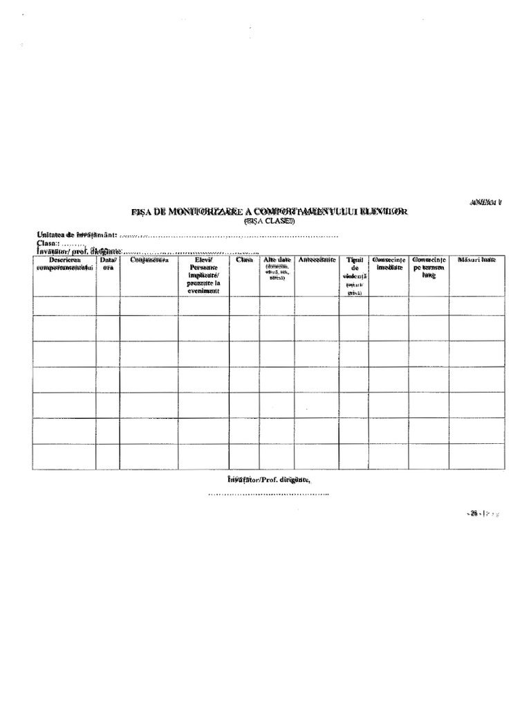 Monitorizare Comportament Elev | PDF
