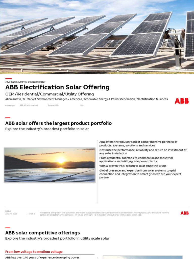 ABB Electrification Solar Offering - OEM Residential Commercial and ...