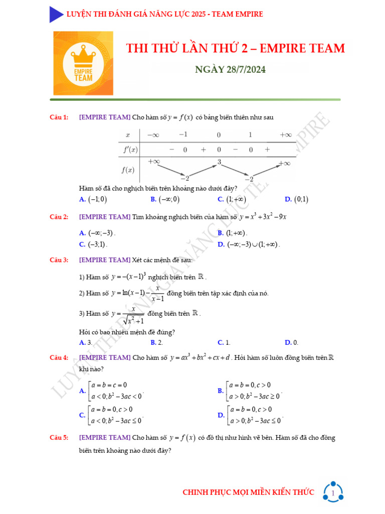 Đề Thi Thử Lần 2 2k7 | PDF