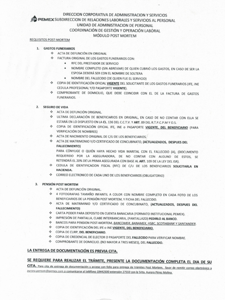 Requisitos Post Mortem - 2017 | PDF