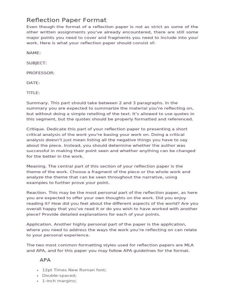 Reflection-Paper-Format | PDF