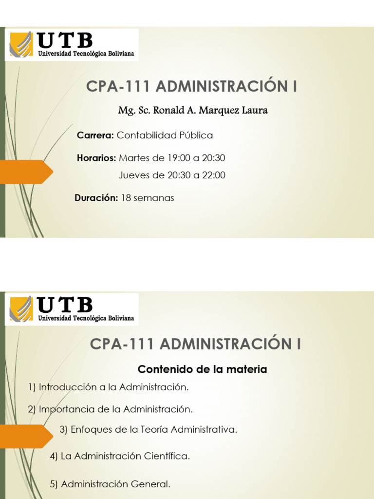 Diapositivas Tema 1 Administración | PDF