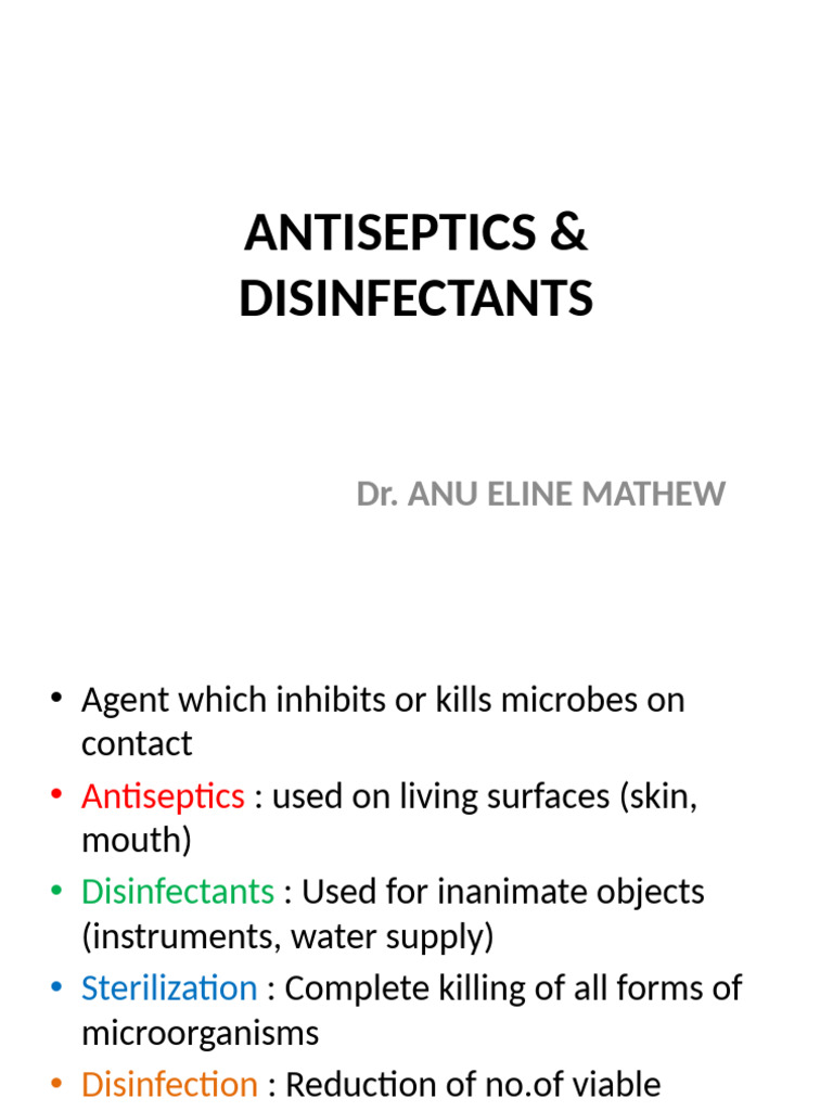 Antiseptics, Disinfectants | PDF