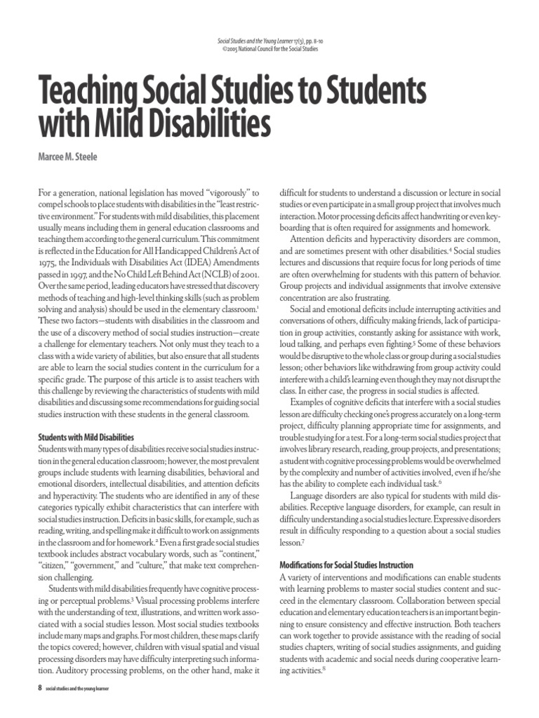 Teaching Social Studies With Mild Disabilities | PDF | Reading ...