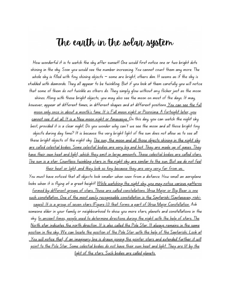 The Earth in The Solsr System Notes | PDF