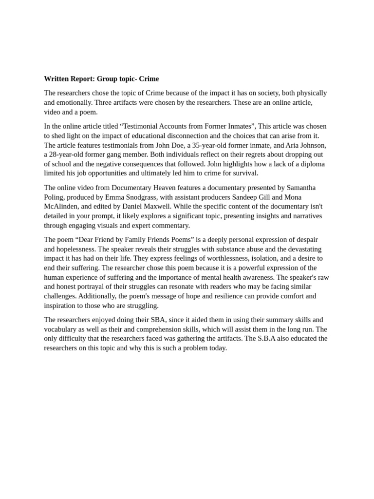 Written Report | PDF