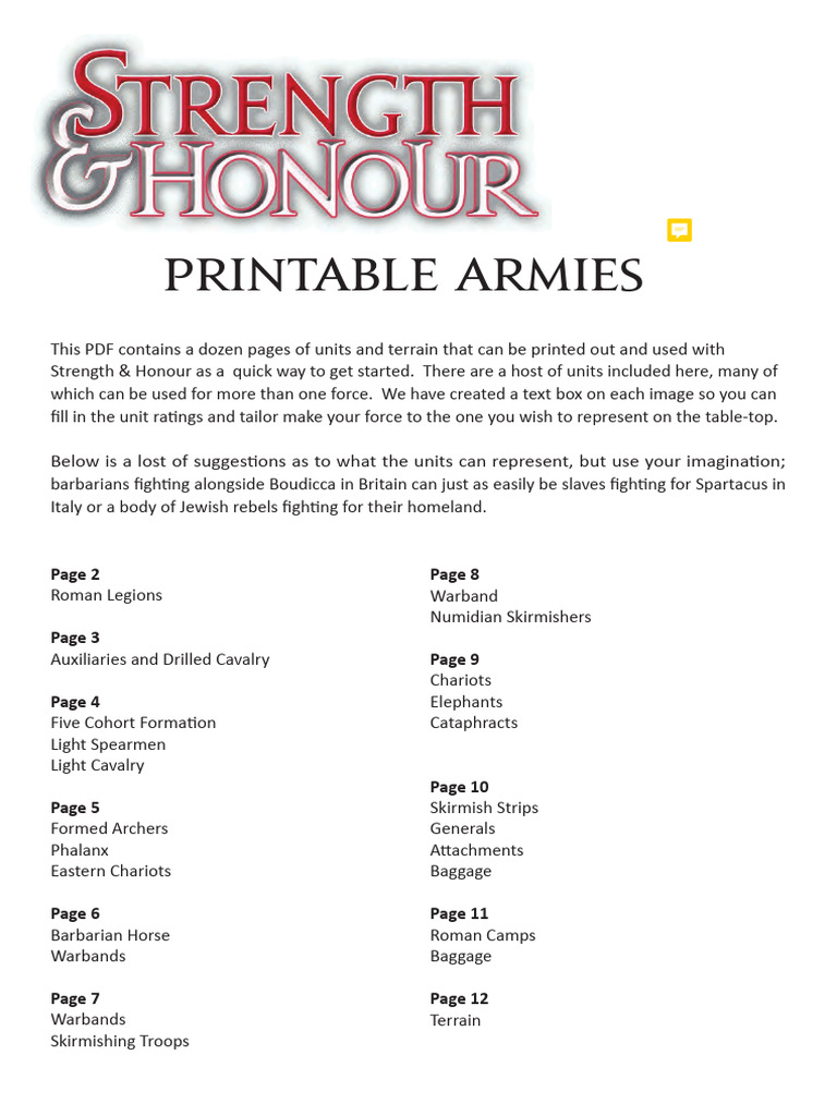 Strength&Honour PrintableArmies | PDF