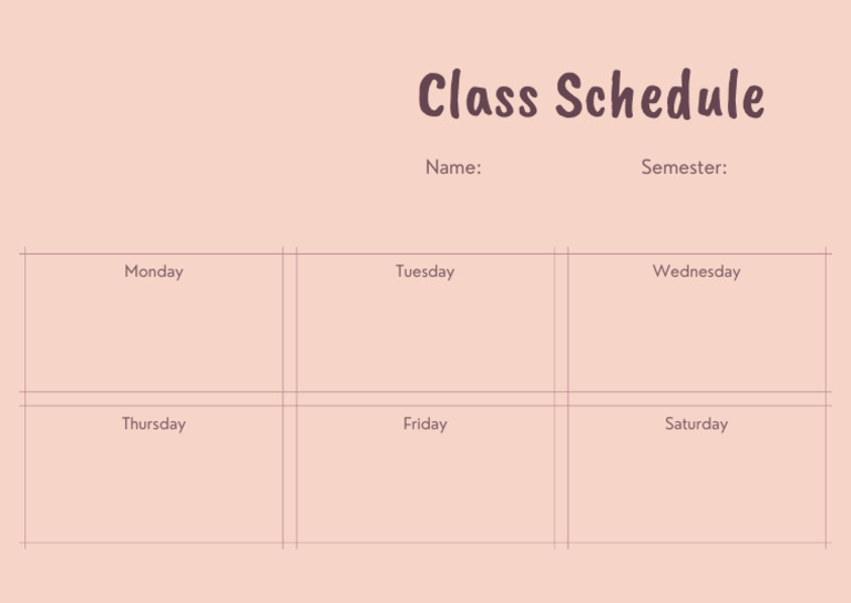 Brown Pink Clean Illustration Class Schedule | PDF