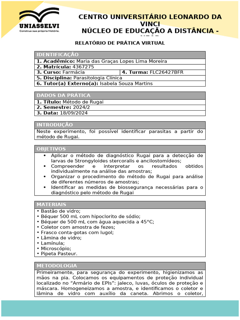 Relatório - Método de Rugai | PDF