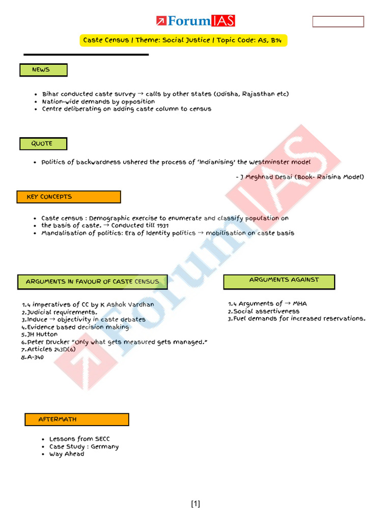 Caste Census 1 1 | PDF