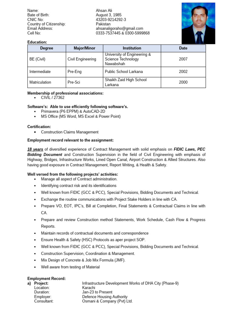 Ahsan Ali (CV) | PDF