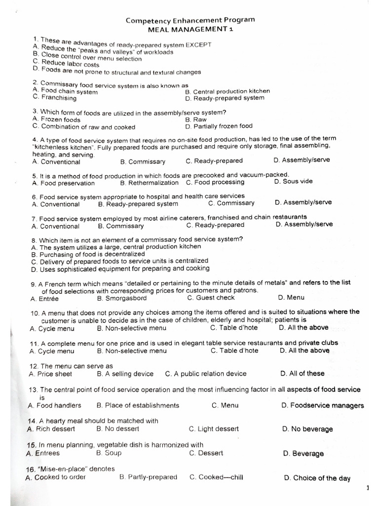 Meal Management 1 CEP | PDF