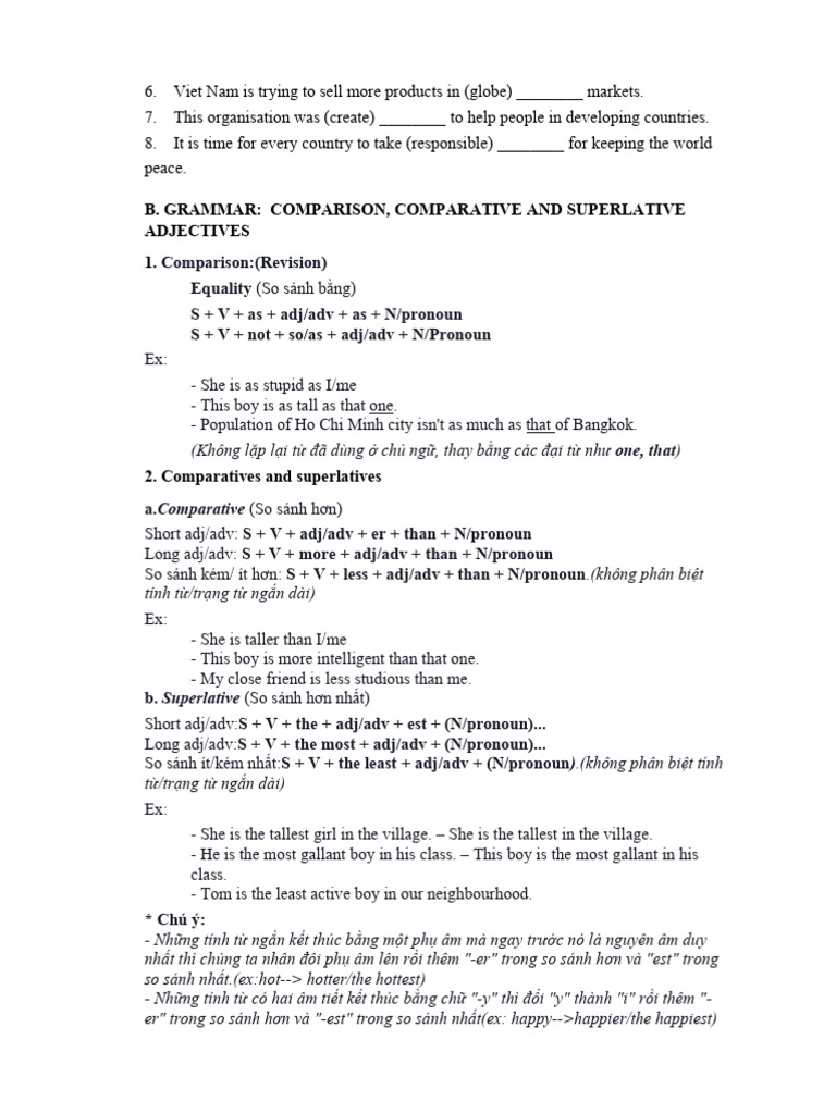 B. Grammar: Comparison, Comparative and Superlative Adjectives 1 | PDF