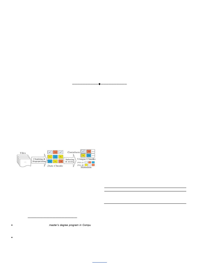 Two Threshold Chunking Ttc Efficient Chunking Algorithm For Data Deduplication For Backup